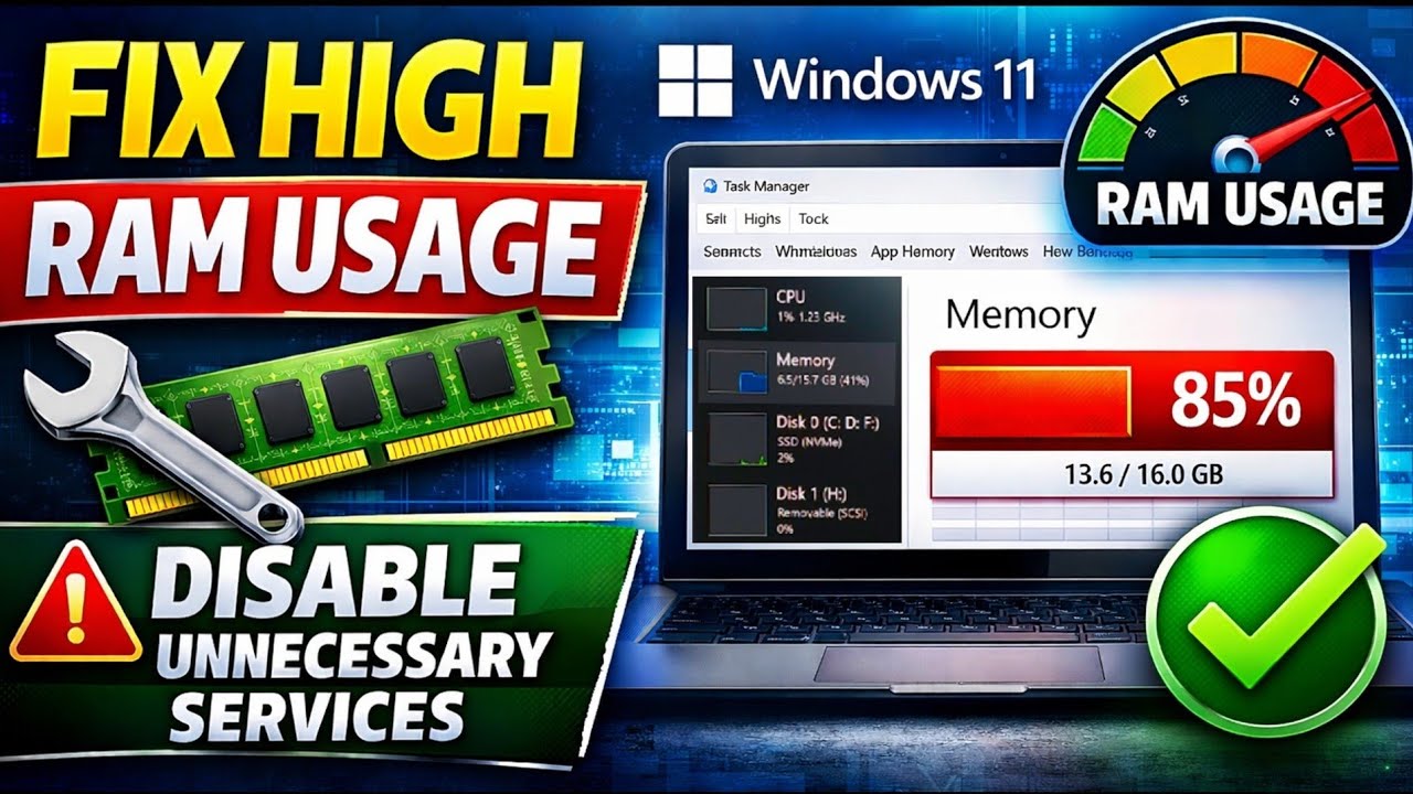 Fix High RAM Usage Windows 11 Disable Unnecessary Services - YouTube
