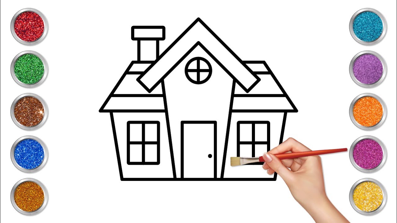 How to Draw House and Color for Kids - Coloring and Drawing for kids ...