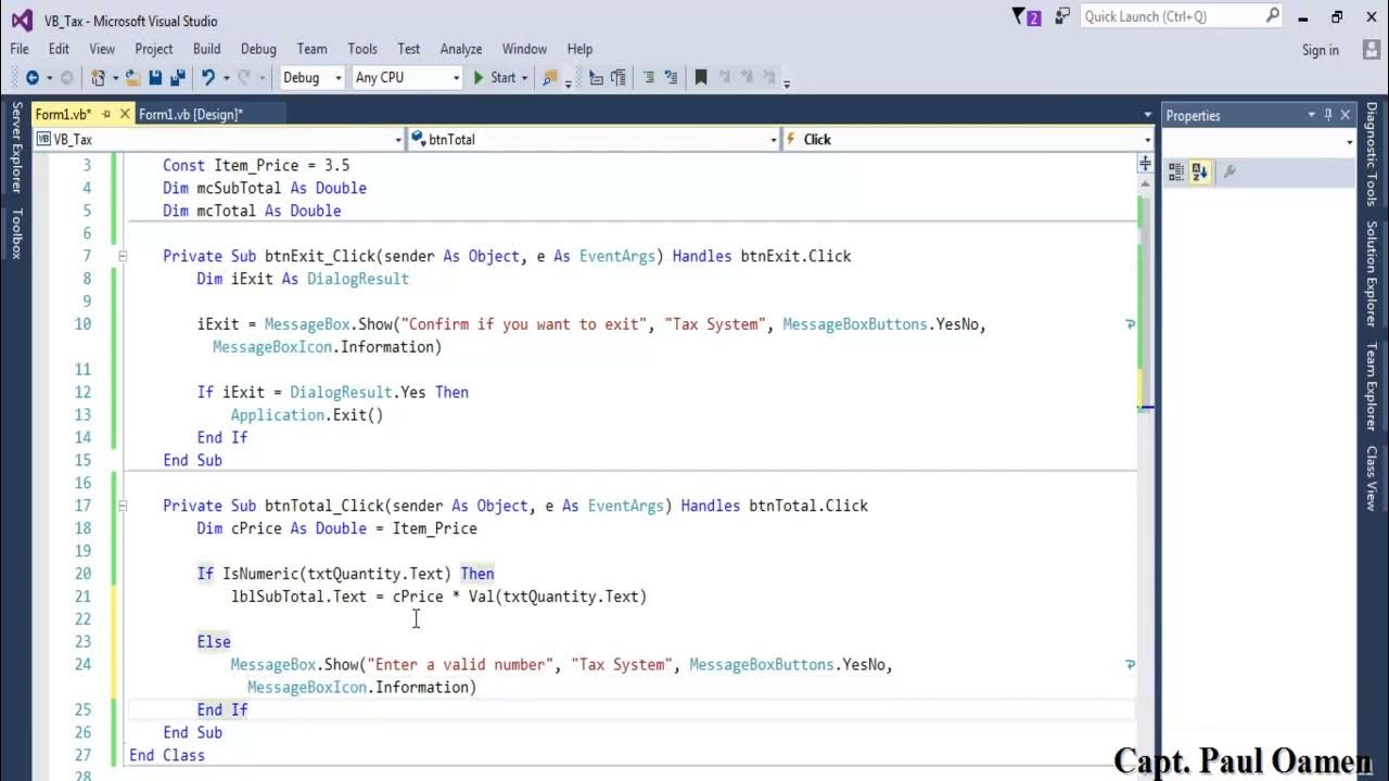 How to Calculate Tax Using Function in Visual Basic Net - YouTube