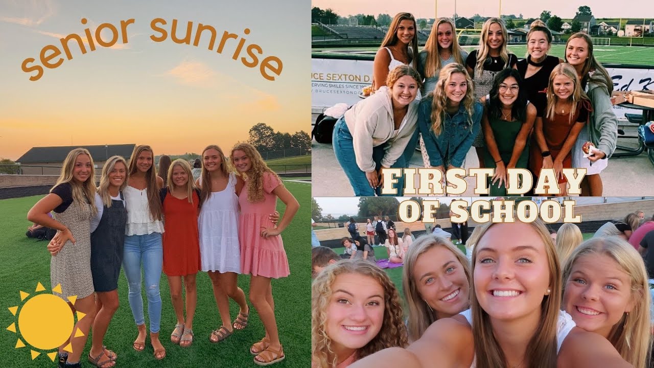 first day of senior year | senior sunrise and breakfast w friends - YouTube