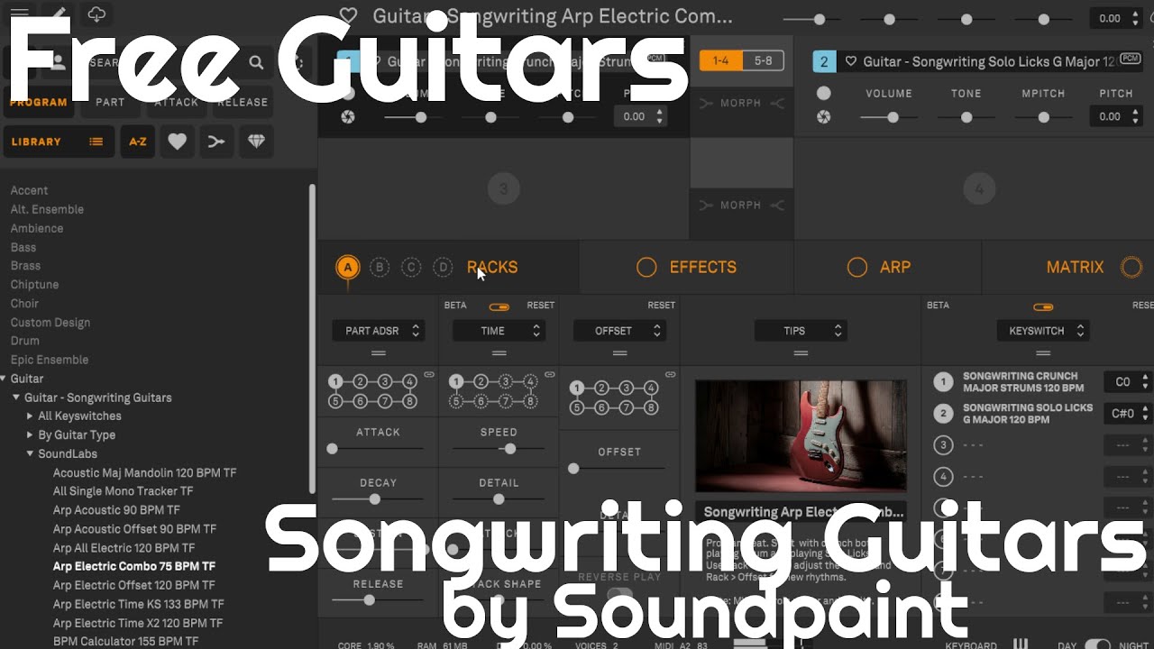 Free Guitars - Songwriting Guitars by Soundpaint (No Talking) - YouTube