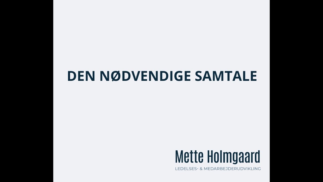 Den nødvendige samtale - YouTube