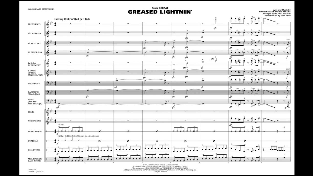 Greased Lightnin' (from Grease) arranged by Michael Brown - YouTube