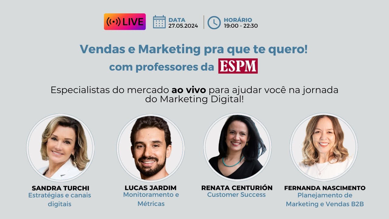 Vendas e Marketing Digital pra que te quero bem! [Live com professores ...