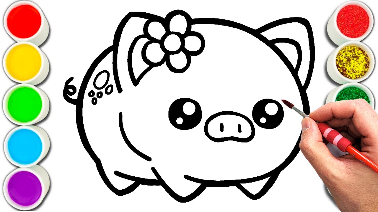 PIG Drawing, Painting & Coloring For Kids and Toddlers_ Child Art - YouTube