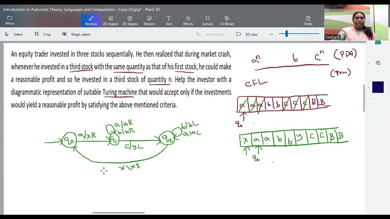 TOC Example 1 - Scenario based question Turing Machine Construction ...