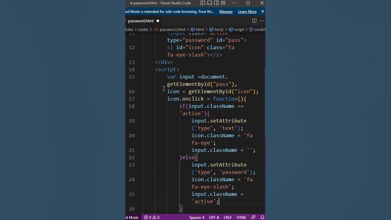 Show And Hide Password Html Css Javascript Youtube 