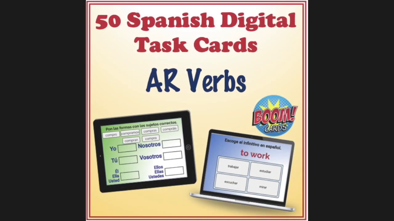 Spanish AR Verbs Verbs Digital Task Cards (Boom Cards) - YouTube