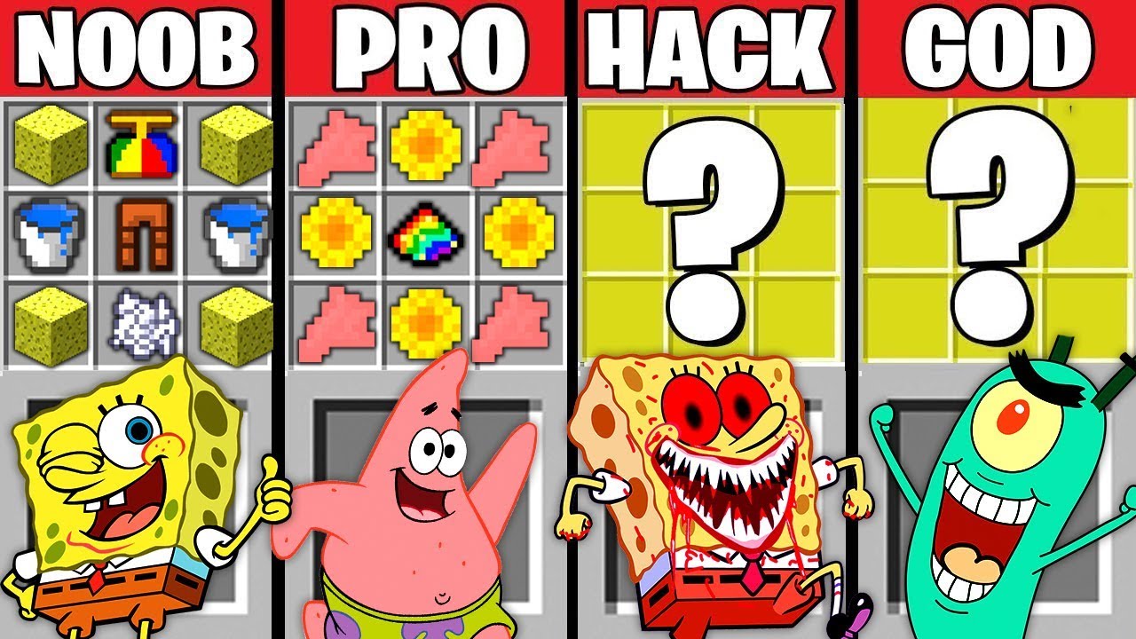 Minecraft Battle: SPONGEBOB EXE CRAFTING CHALLENGE ~ NOOB vs PRO vs ...