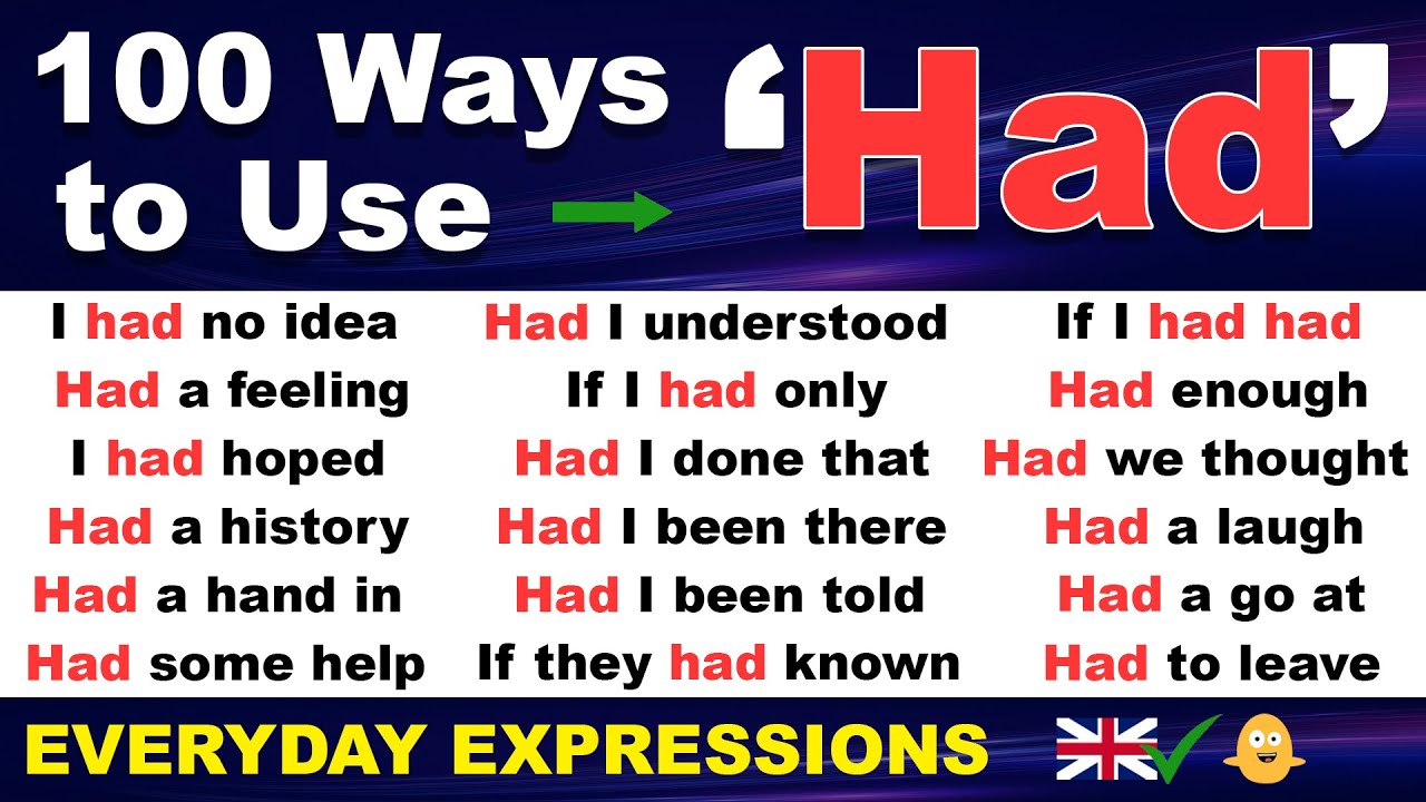 100 Ways to Use 'Had' in English - (Everyday Expressions) - YouTube