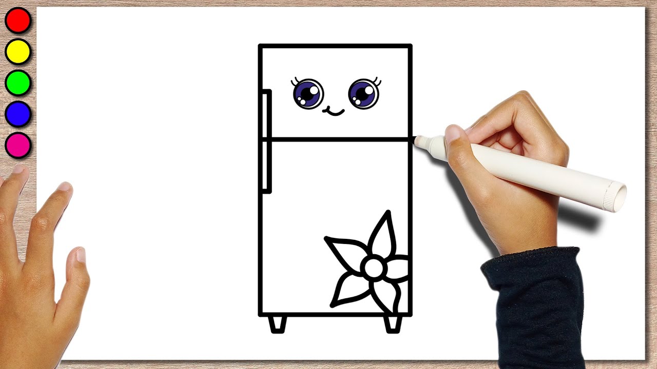 How to Draw Cute Refrigerator 🧊 Drawing Cute Refrigerator Beginner ...