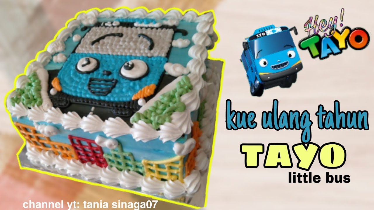 TAYO cake simple ll cara membuat kue ulang tahun tayo - YouTube