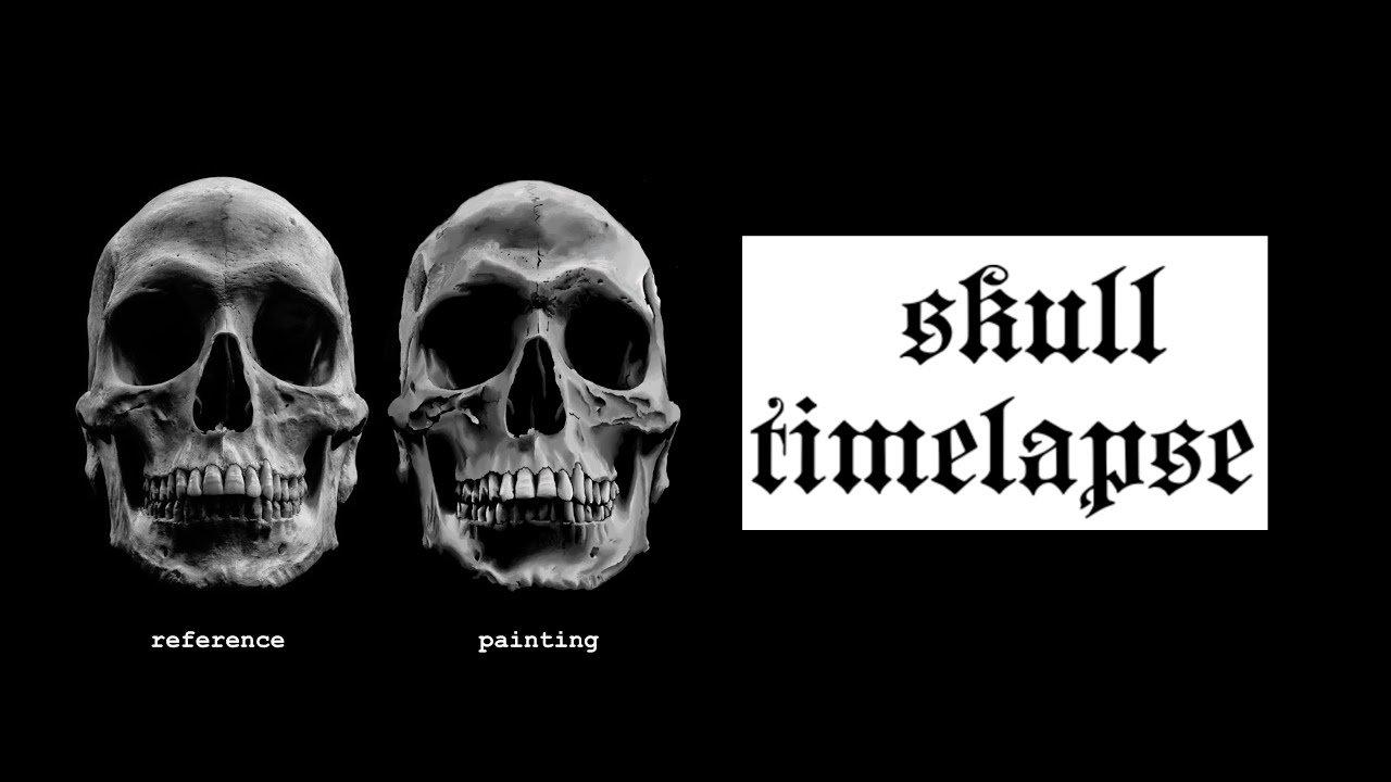 black and grey realistic skull painting // procreate tutorial - YouTube