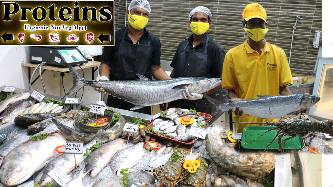 Hygienic Non Veg Mart @ Hyderabad | Proteins | Indian Fish Market ...