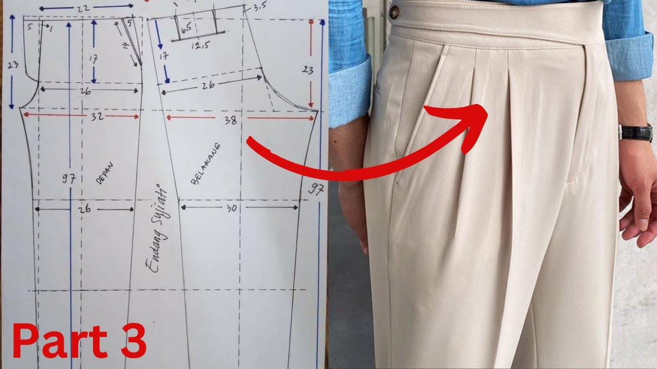 How To Perfectly Cut And Sew Pleated Trouser For Beginners Part 3 - YouTube