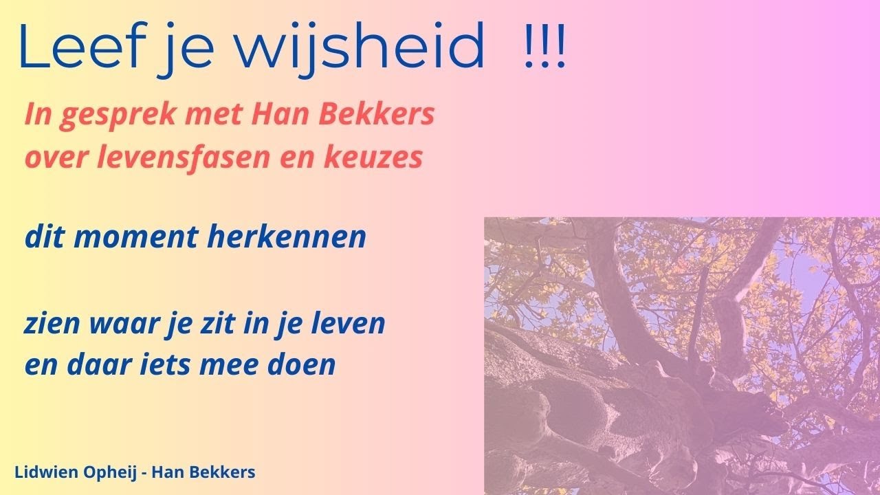 Wat wil je nu en waar sta je eigenlijk? Lidwien Opheij interviewt Han ...