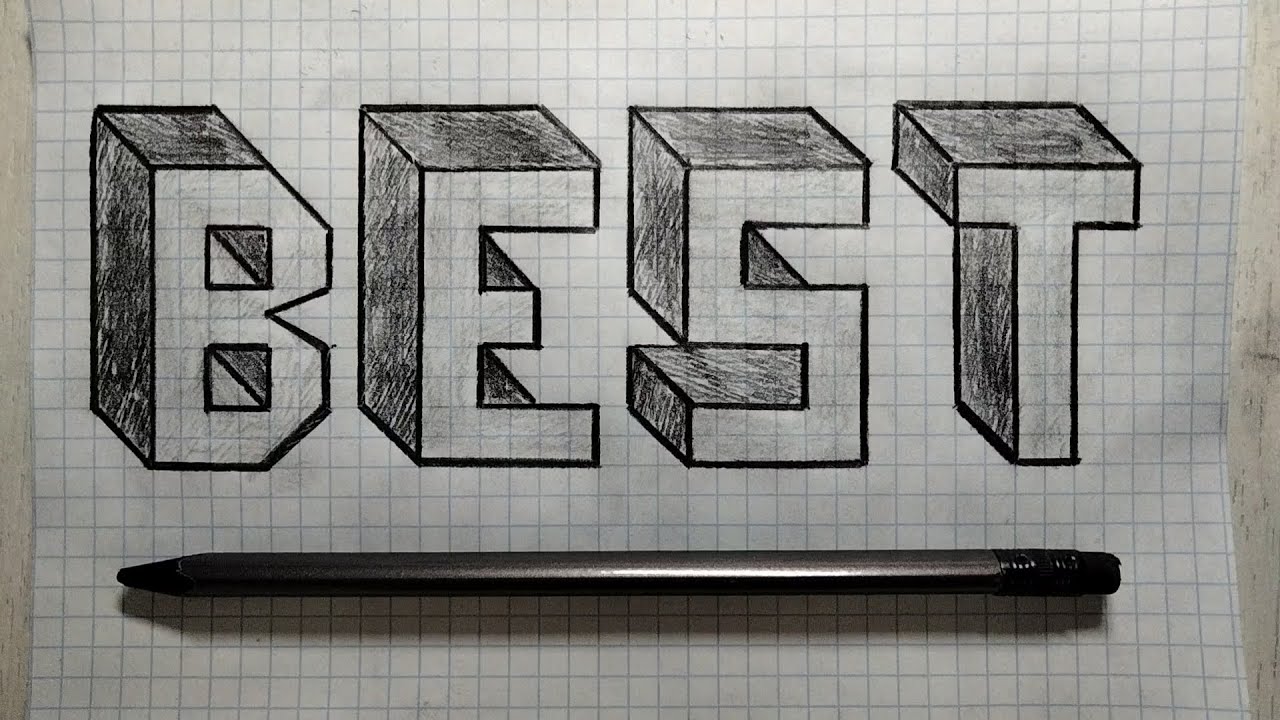 3D word BEST. how to draw 3D Letters B, E, S, T. 3d drawings pencil ...
