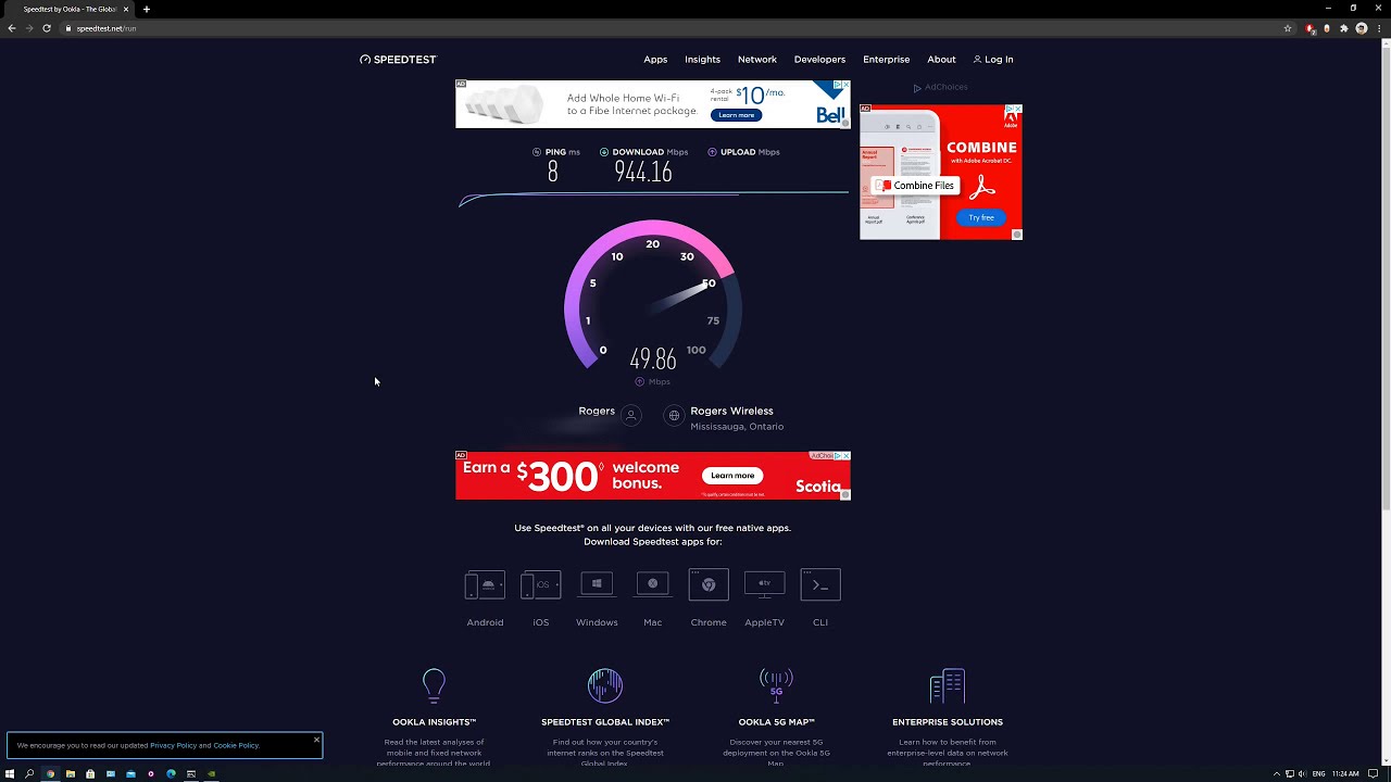 Rogers VS Bell. Canadian ISP Benchmark. Fiber optics test. October 2020 ...