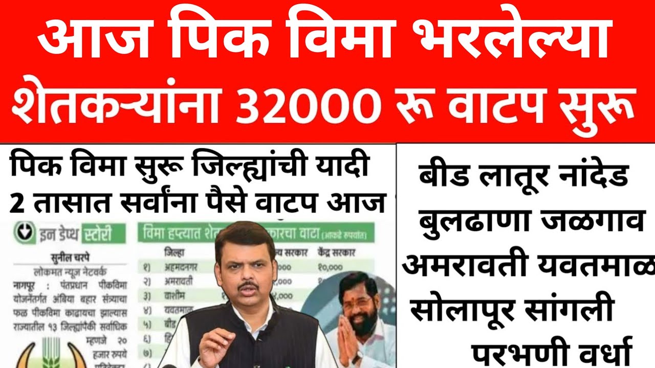 पिक विमा आज शेतकऱ्यांना | pik vima 2025 new update | Pik vima yojana ...
