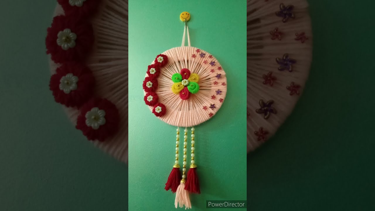 Making of beautiful woolen flower door/wall hanging//woolen craft ldea ...