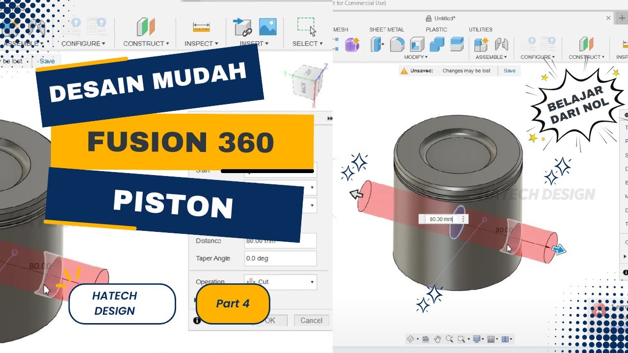 Membuat Piston dengan Fusion 360 | Create Piston For Assy using Fusion ...