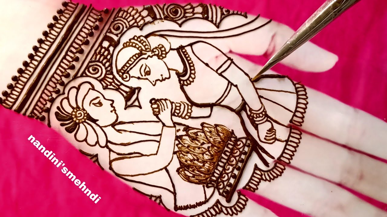 Wedding 2022 Bridal Mehndi| How To Draw Dulha Dulhan With Havan Kund ...