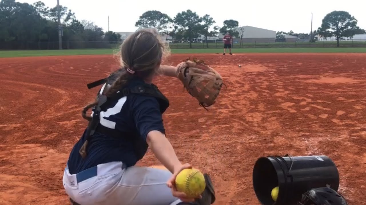 Catcher drills/pratice (softball) - YouTube