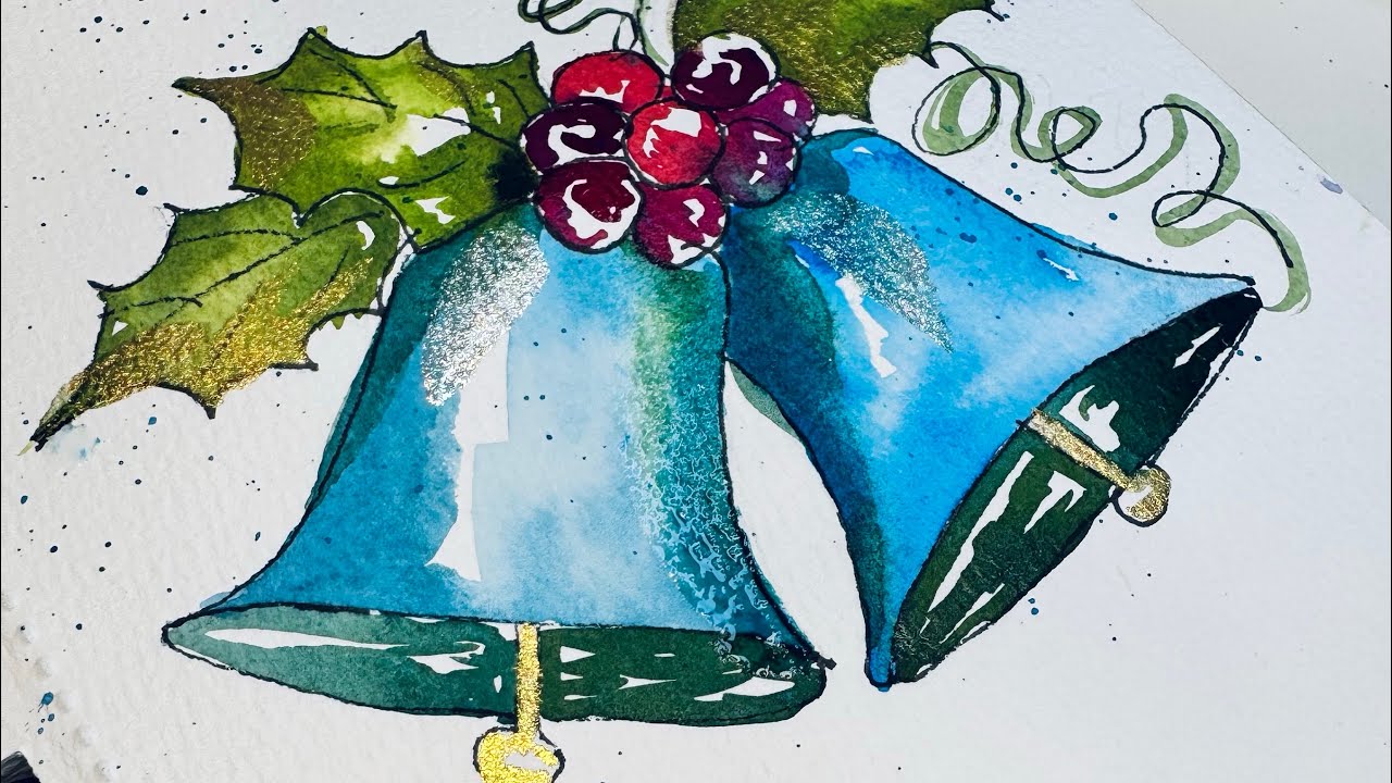 Looking for watercolor holiday card ideas? Paint these sparkly blue ...