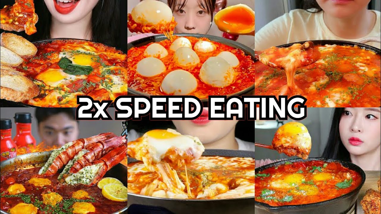 Spicy Egg In Hell ShakShuka Mukbang ASMR | 2x Speed Eating Show - YouTube