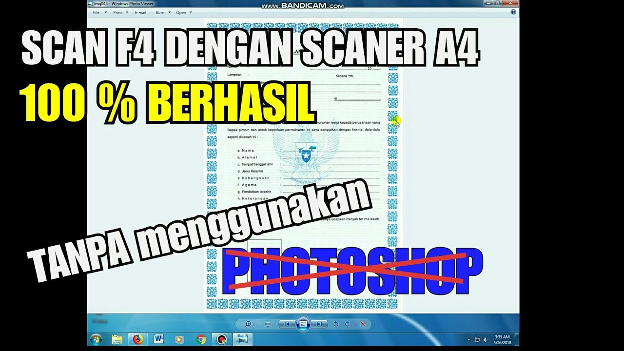CARA SCAN F4 [FOLIO] MENGGUNAKAN SCANER A4 | TANPA MENGGUNAKAN ...