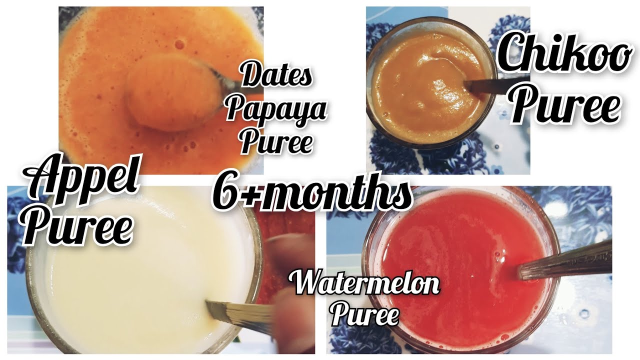 BabyFood Recipes Fruits puree 6 to 15 Months Babies Homemade baby food ...