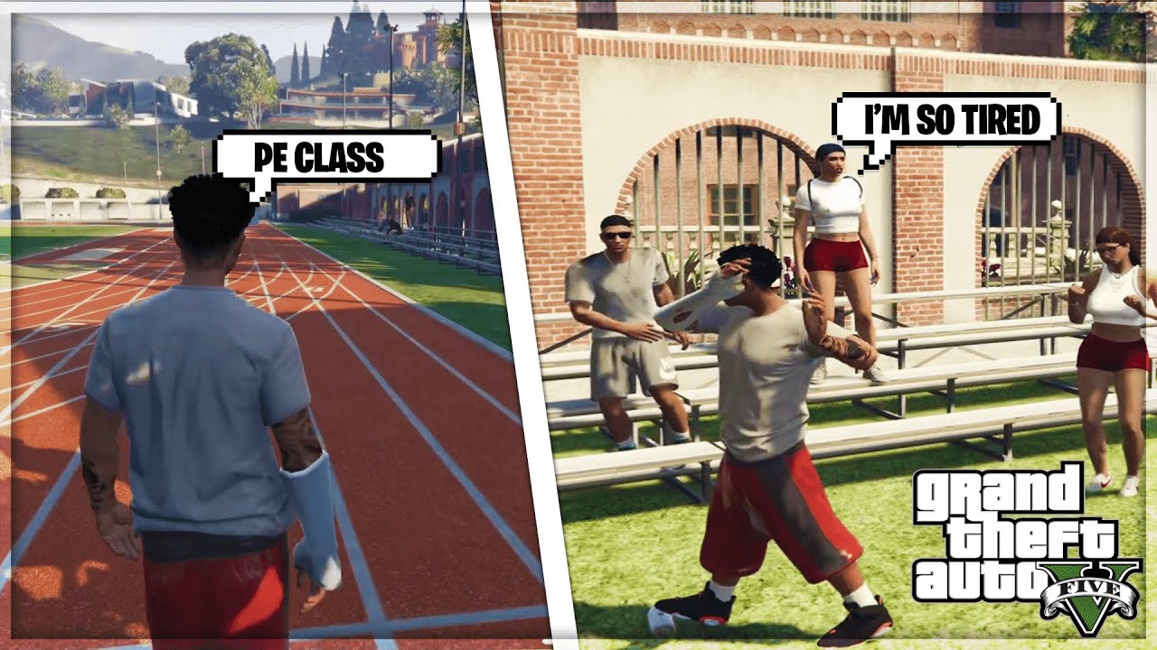 GTA 5 ROLEPLAY - FIRST DAY OF SCHOOL PT 4 "GYM CLASS" 🏈🏀 (GTA 5 RP ...