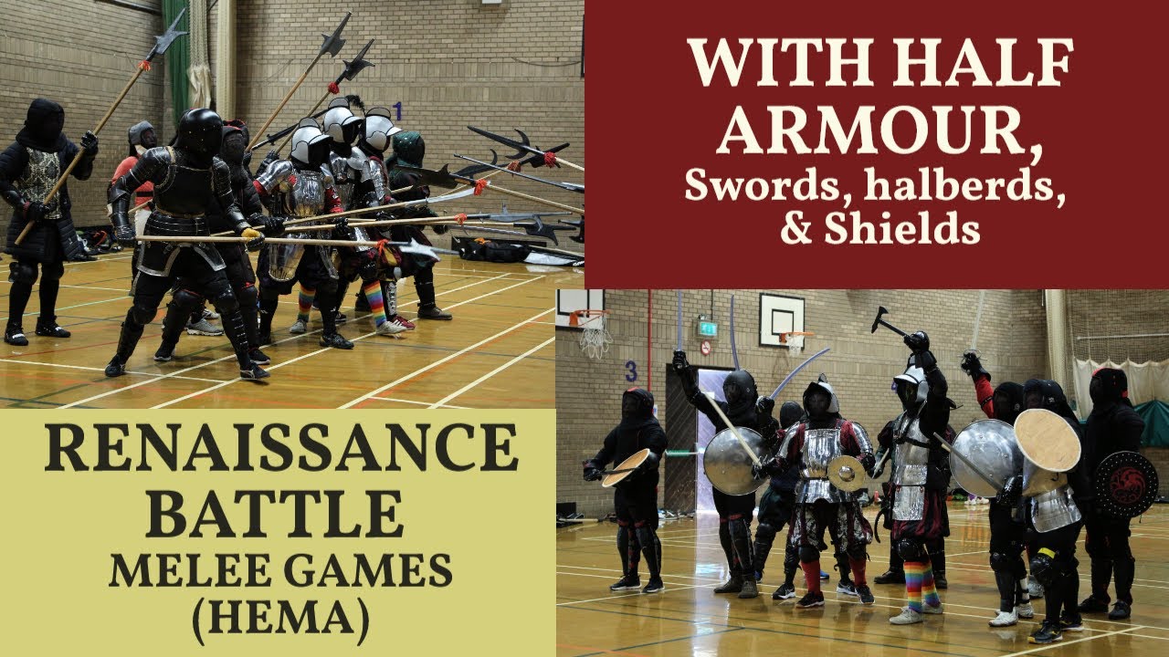 Renaissance battle MELEE GAMES for HEMA - with half armours - YouTube