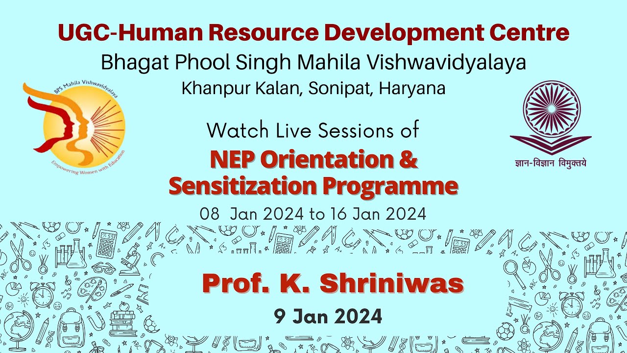 Prof K. Shriniwas | NEP Orientation & Sensitization Programme | 9 Jan 2024 - YouTube