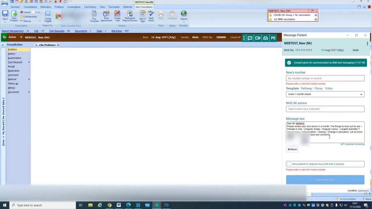 Creating custom safety-netting advice accuRx templates to text to ...