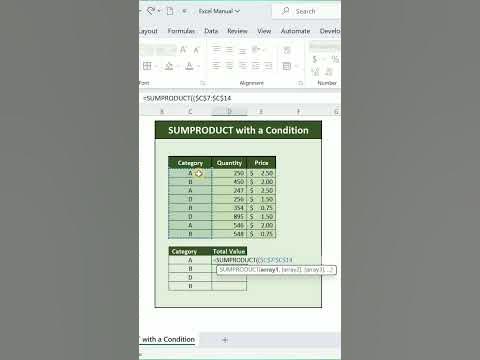 Using SUMPRODUCT Function with a Condition | Logical Functions in Excel - YouTube