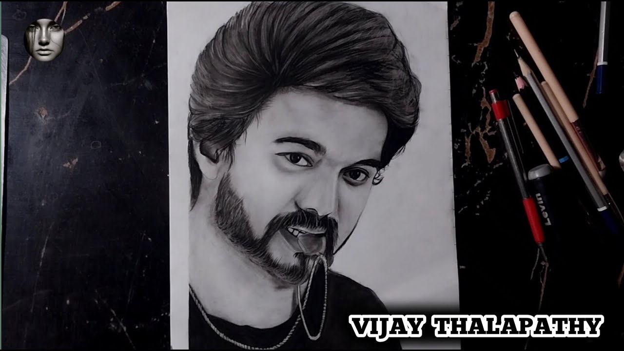 Draw Vijay Thalapathy|| How to draw Vijay Thalapathy|| art by bhanker - YouTube
