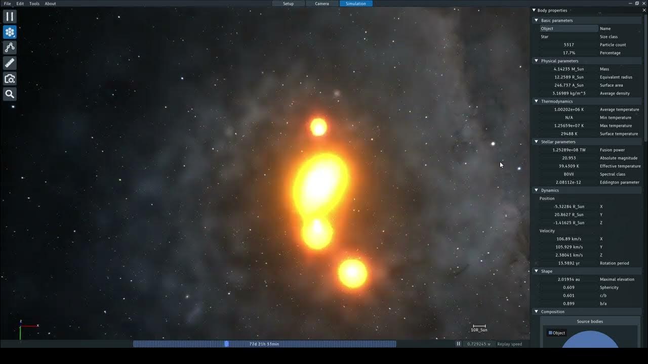 SpaceSim (SPH) Binary Star Formation - YouTube