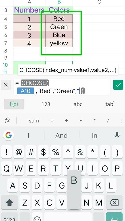 Ms Excel Choose Function | Ms Excel Functions - YouTube