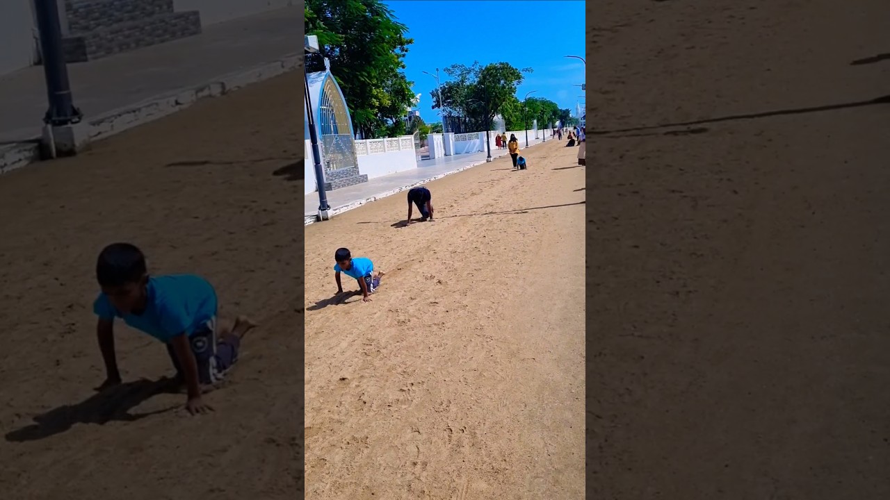 sand crawling custom almost 1 km by 6 year old boy #velankannichurch # ...