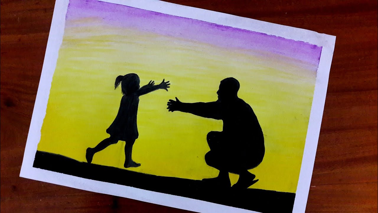 Fathers day drawing special . Father and daughter step by step easy ...