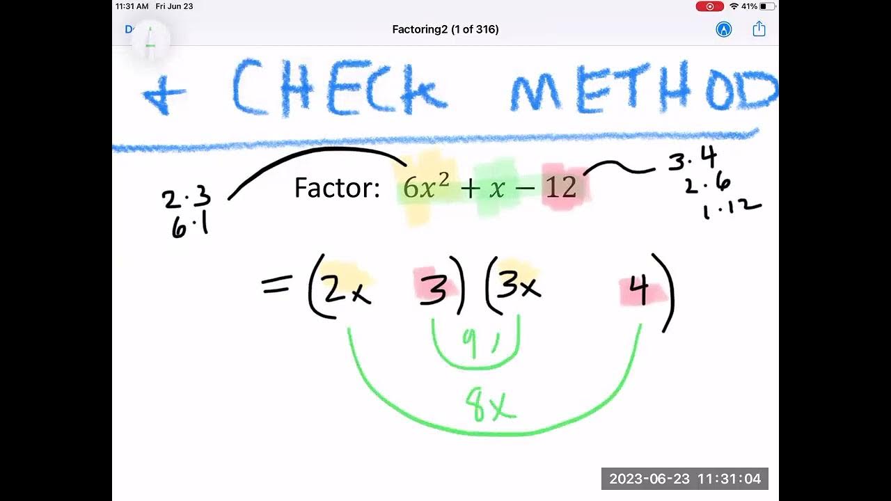 Factoring trinomials by Guess and check: no common factor - YouTube