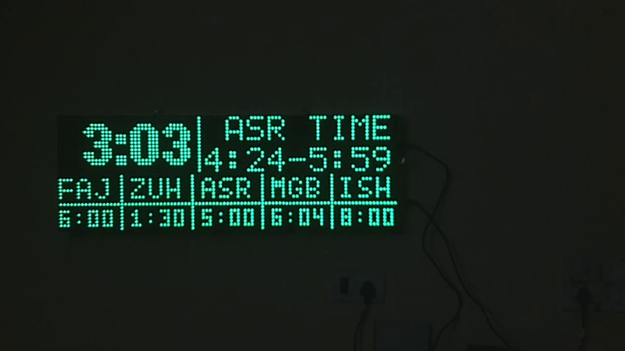 Large LED Automatic Salah Time Indicator Display showing Namaz/Prayer ...