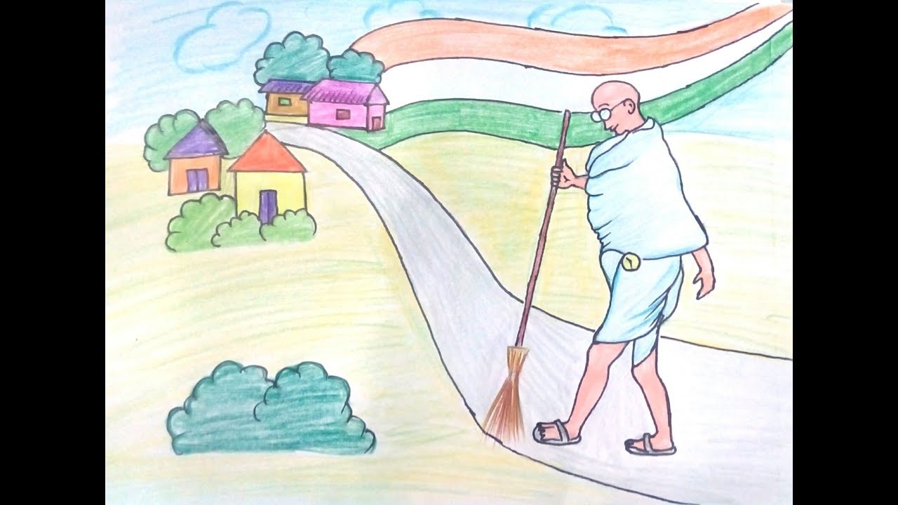 How to draw swachchh bharat abhiyan poster || clean India drawing for ...