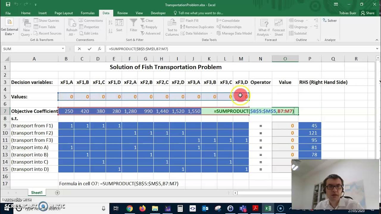 AOR 06-5 Transportation Problem - Excel - YouTube