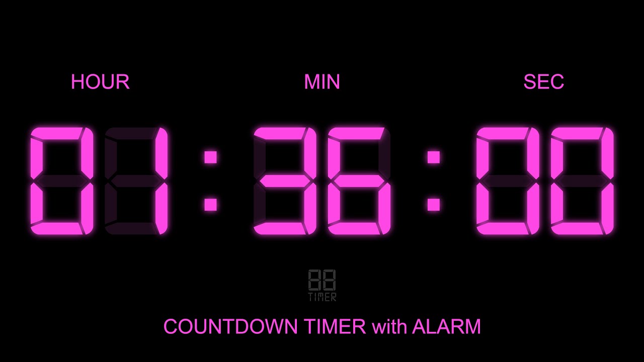 1 Hour 36 Minute Countdown Timer with Alarm Start and Finish time ...