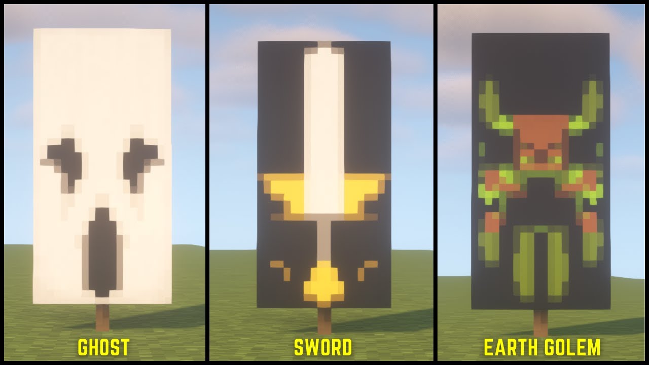 Minecraft Banners Tutorial | 5 Best Banner Designs | Easy #38 - YouTube