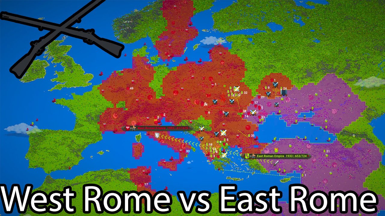 West Rome vs East Rome! - Worldbox Timelapse - YouTube