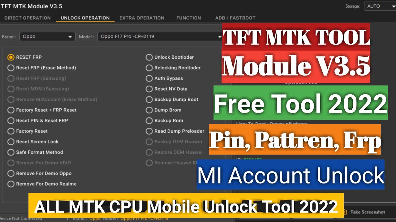 TFT MTK Module V3.5 Free Unlock Tool/All MTK CPU 2022 "Nayem Khandokar ...