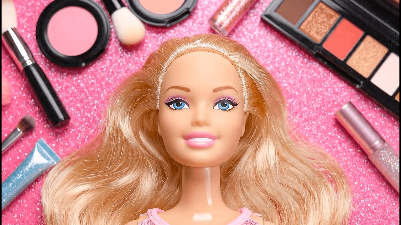 Barbie Doll Makeup Tutorial with Fashion Accessories and Glam Set | No Talking - YouTube